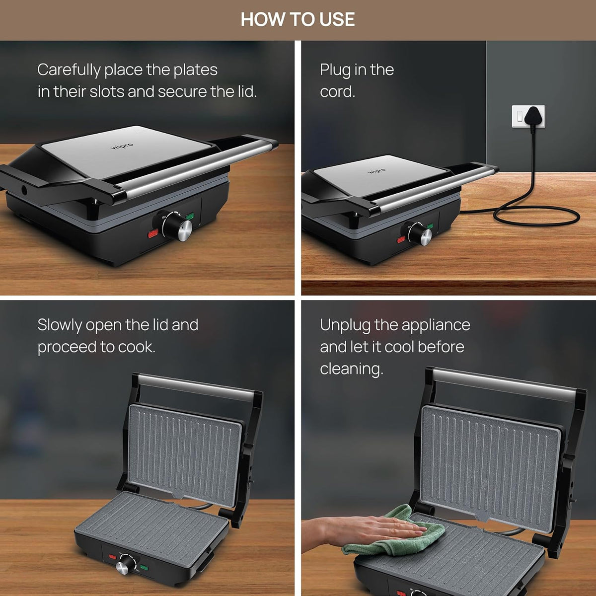 Buy 1600W Jumbo Grill Sandwich Maker Online| Wipro Appliances